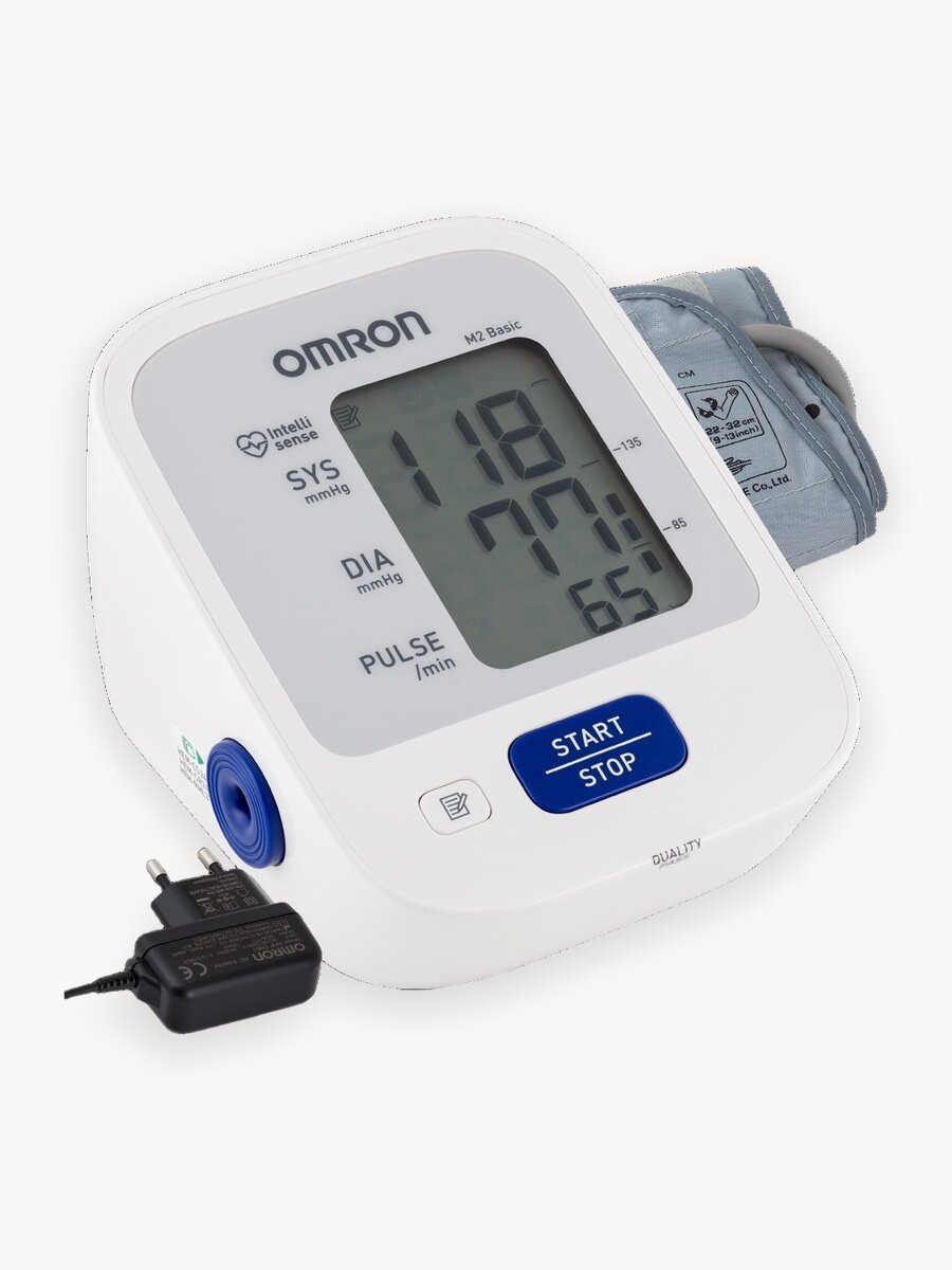 Тонометр OMRON M2 Basic с адаптером и веерообразной манжетой