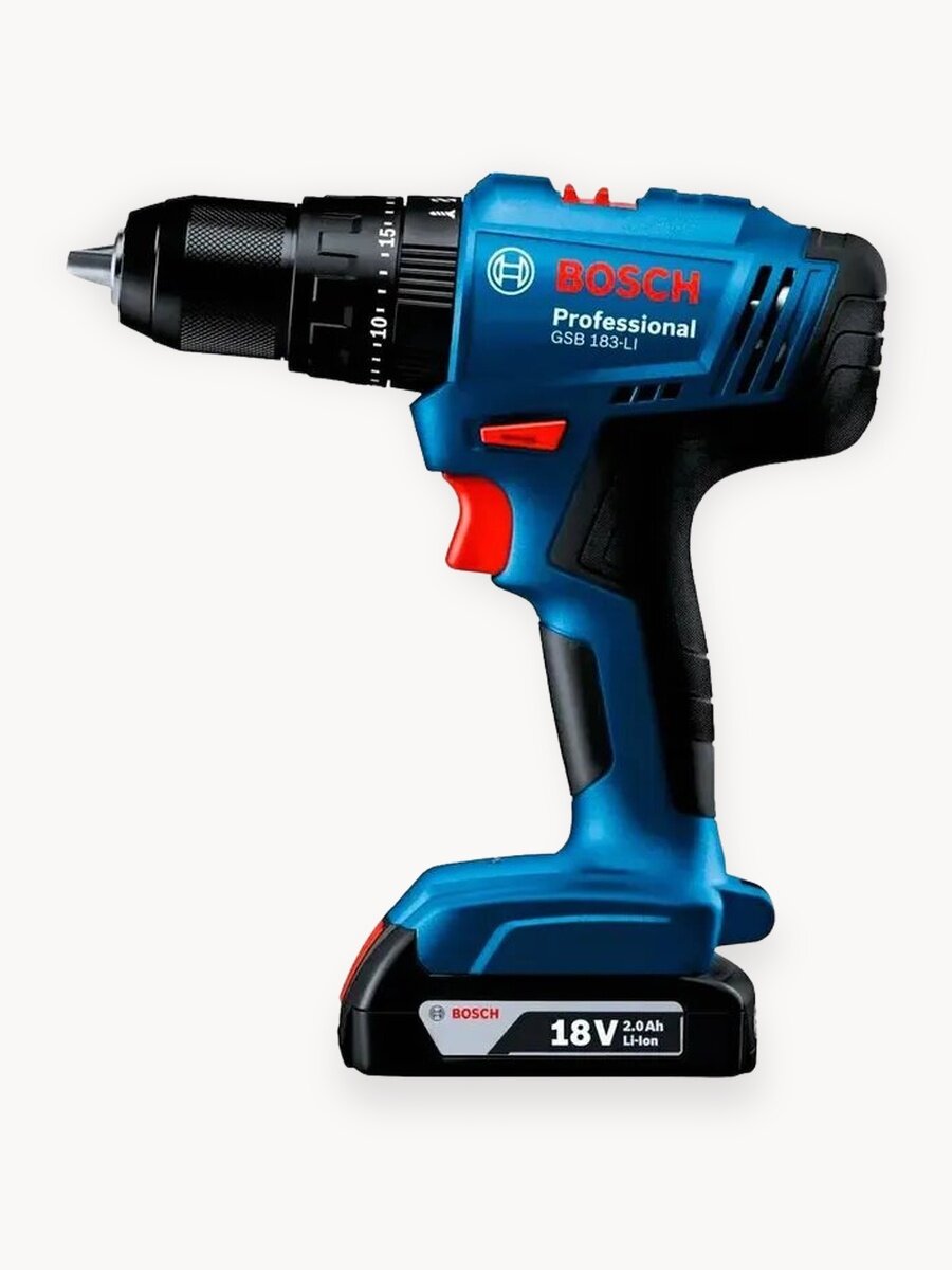 Шуруповерт Bosch GSB 183-LI, 18В, Li-Ion, 2 аккумулятора