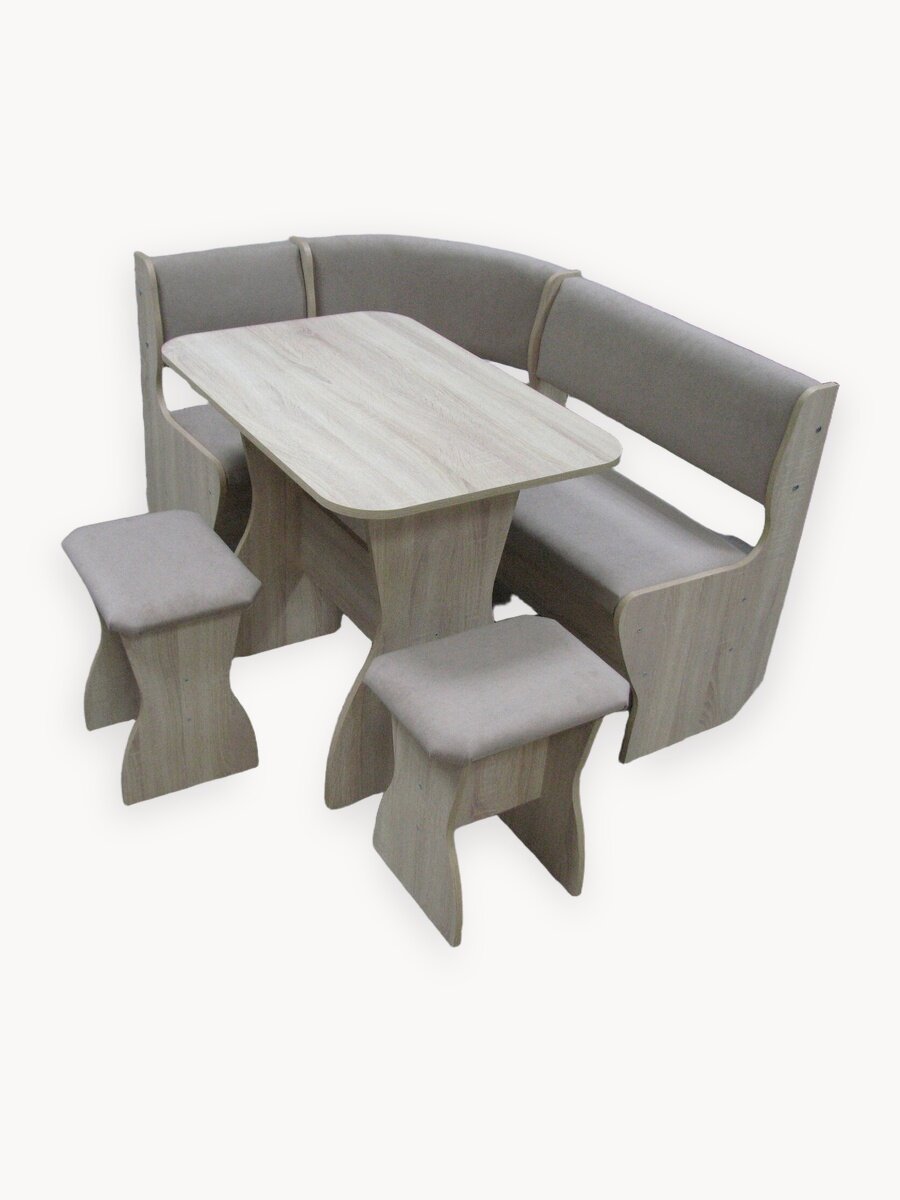 Кухонный уголок Аленка 5 лдсп Дуб Сонома обивка велюр Ева-2 (бежевый)