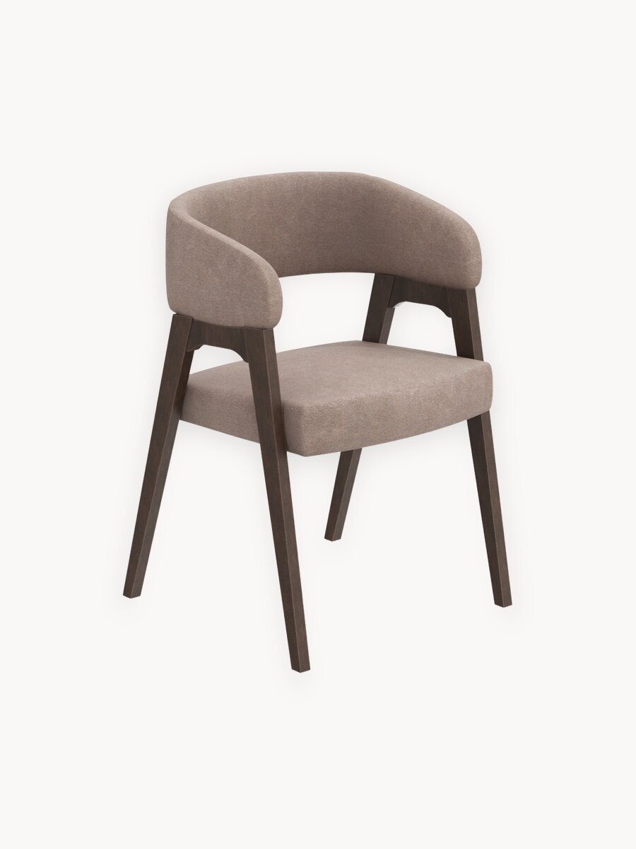 Стул-кресло Обстановка TEKHAS 1, ткань - велюр 231, массив бука, орех темный