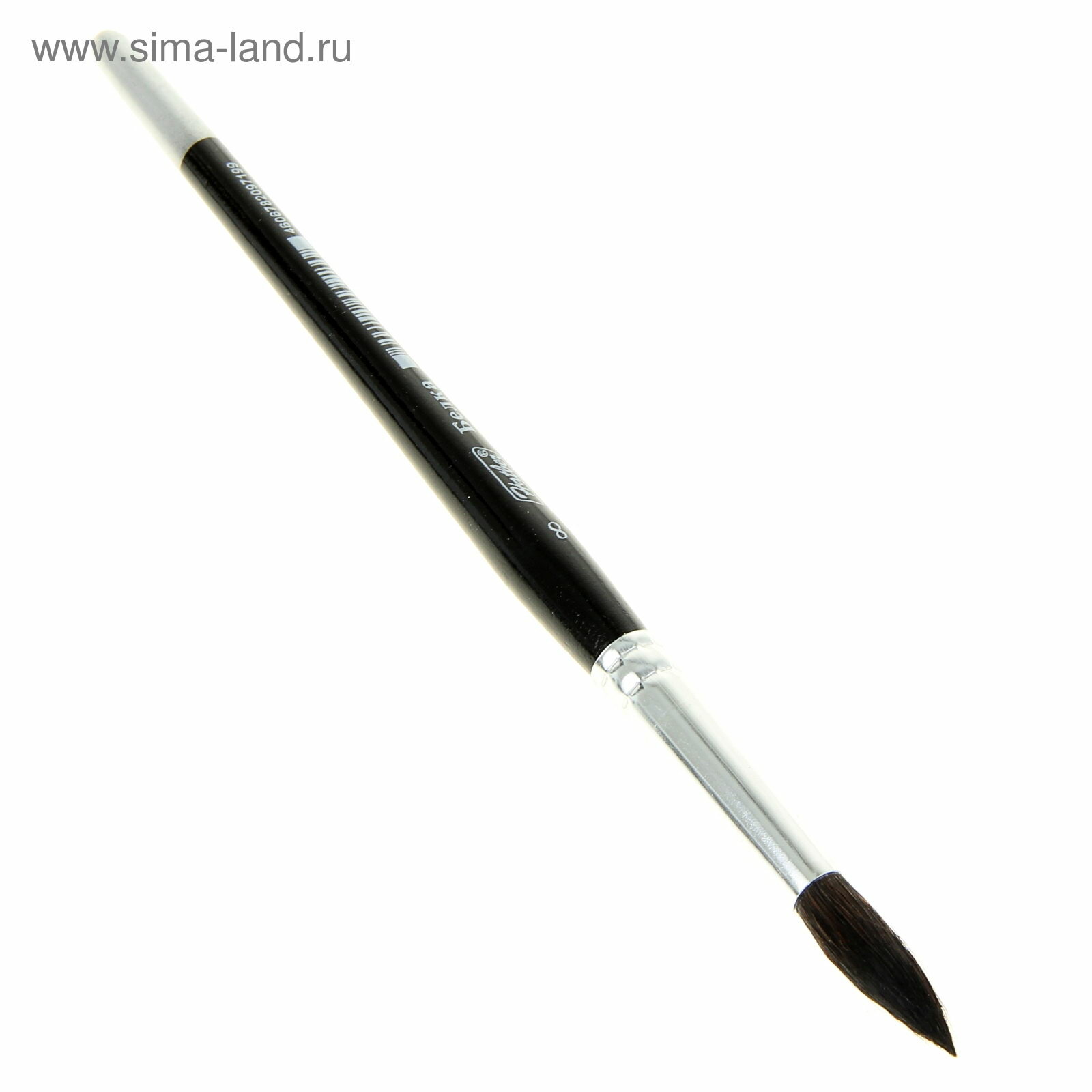 Кисть белка круглая №8, с защитным пластиковым колпачком, вид кисти: художественная