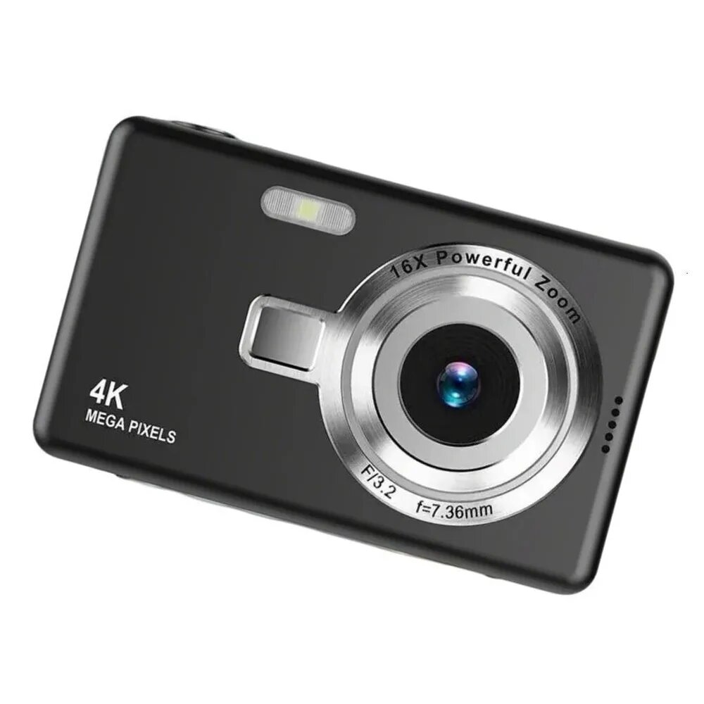 4K Digital Camera 96MP для фотографии и флога с флип -экраном, Черный