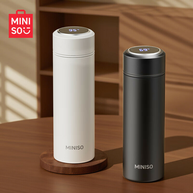 MINISO термос с индикатором температуры 495 мл черный обсидиан для мужчин и женщин, автомобильный, студенты