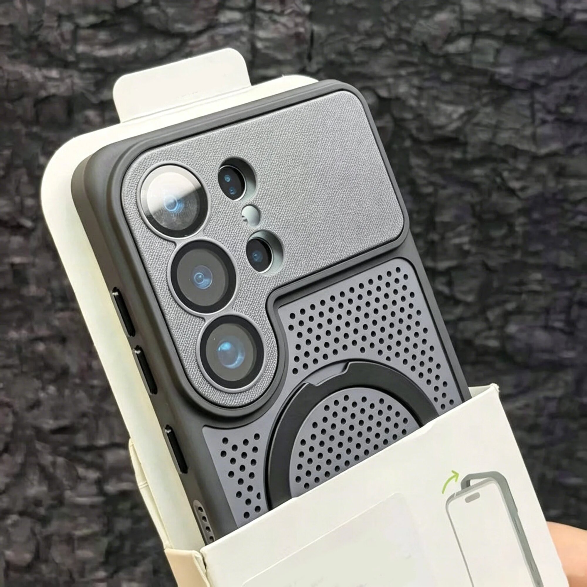 Чехол с охлаждающей сеткой и отверстиями для отвода тепла для Galaxy S25 Ultra, Черный, Black