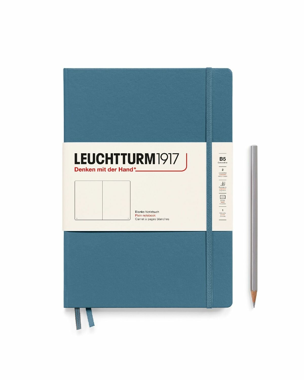 Блокнот Leuchtturm1917 Composition B5 (17.8x25.4см), 80г/м2 - 109л. без линовки твердая обложка, цвет: Синий Камень