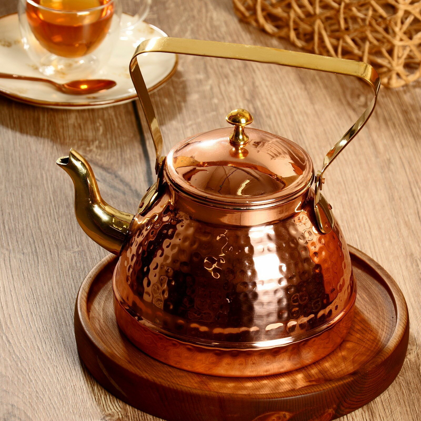 Чайник медный, 1750 мл, тип плиты: для газовой плиты, вид: чайник