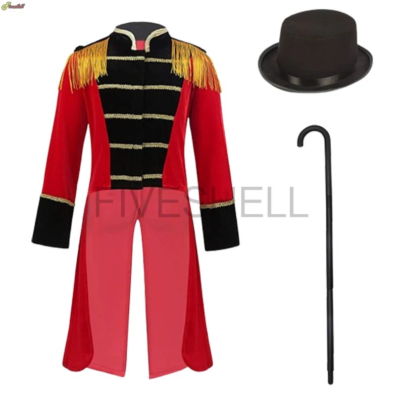 Мужской косплей костюм циркового манежа красный L, 3 pcs set