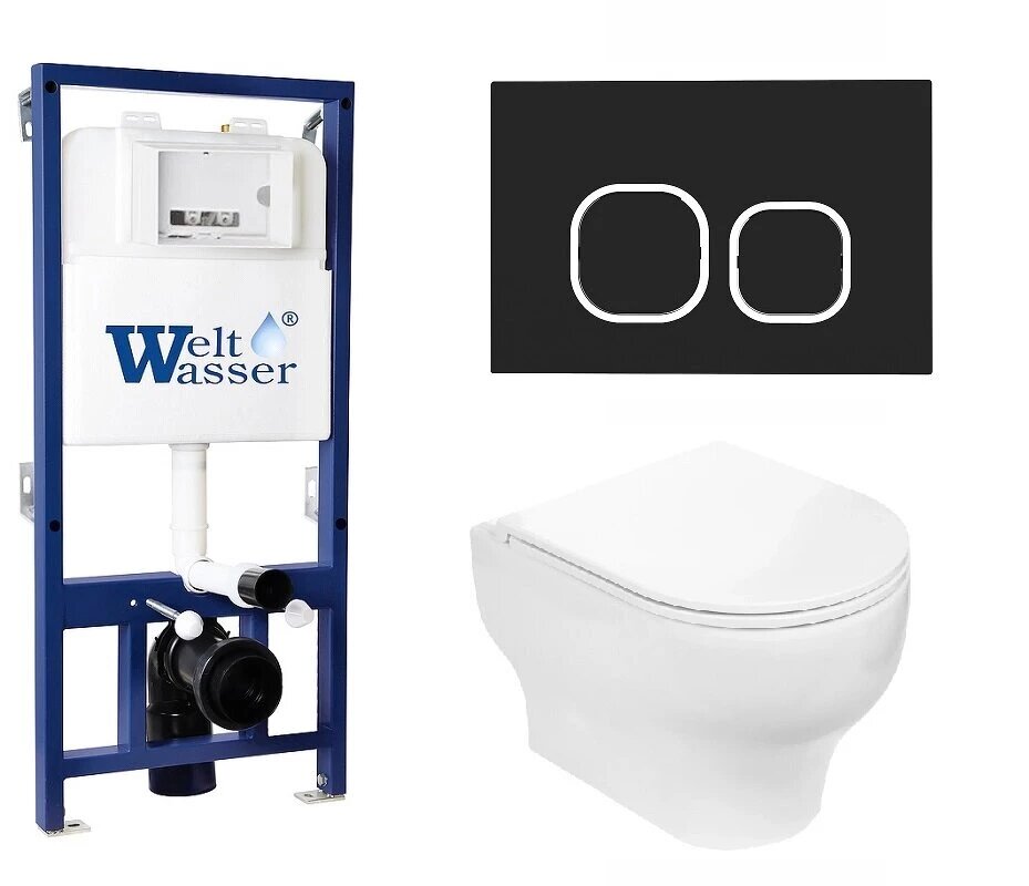 Комплект унитаза с инсталляцией Weltwasser bamberg 525 + erlenbach 004 gl-wt bl 10000010367