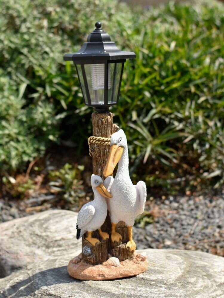 Большая садовая статуя, пеликан, солнечная лампа, Полимерный материал, 42*14*12cm