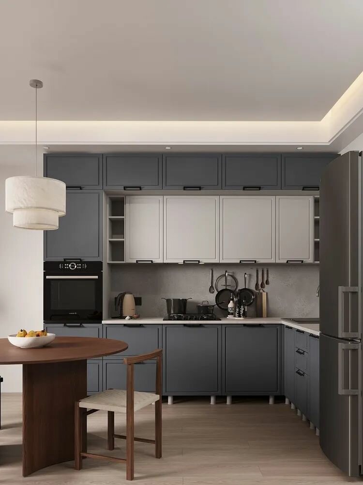 Кухонный гарнитур угловой Квадро МДФ 3х1,8м белый снег/гранит со столешницей и стеновой панелью