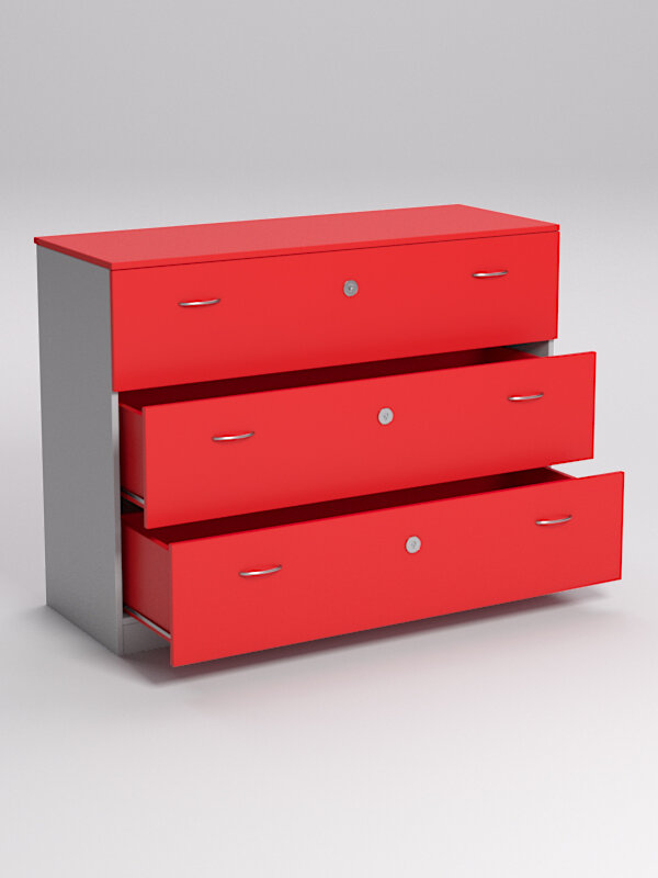 Тумба T-13 с тремя выдвижными ящиками, Серый и Красный. Производитель товара - компания Westcom.