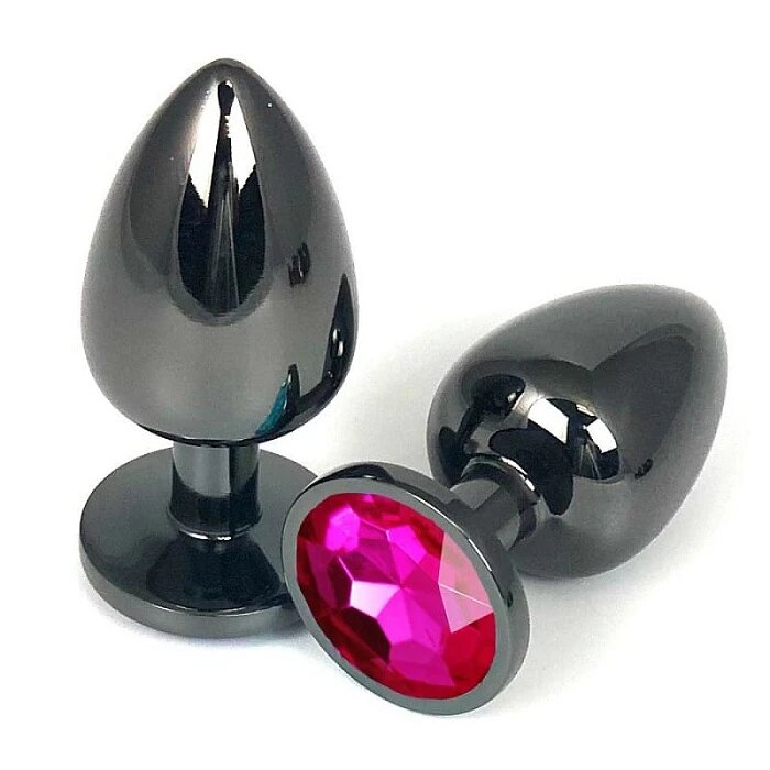 Темная анальная пробка «LaViba» с розовым кристаллом, размер S