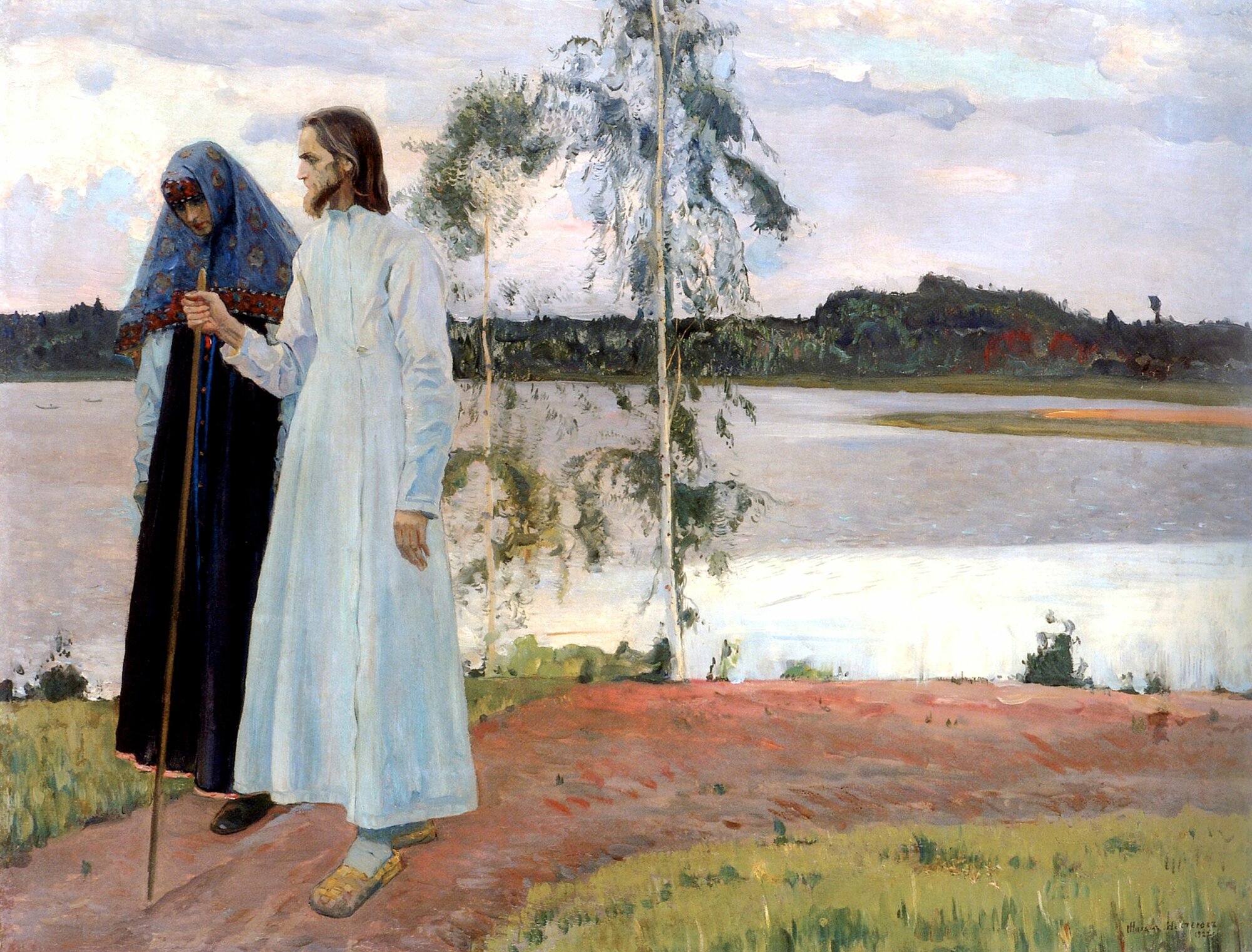 Картина Нестерова Михаила За Волгой (Странник) 80х61 см