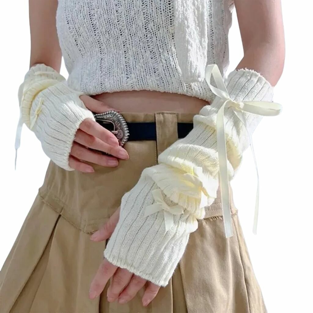 (1 пара) рукава-манжеты в стиле балета для девушек 2000 года - кремово-желтые