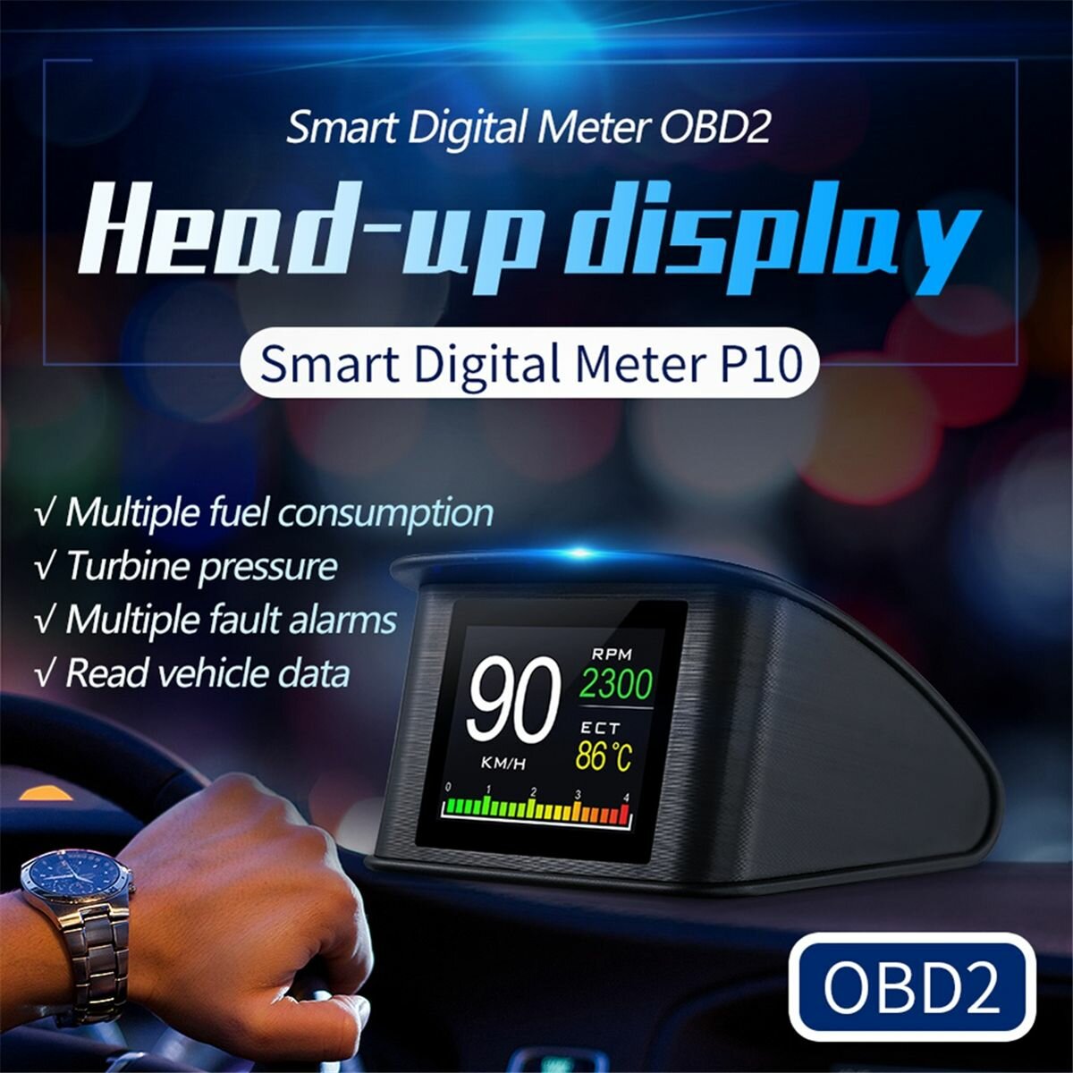 Проекционный дисплей OBD2, бортовой компьютер, спидометр, пробег