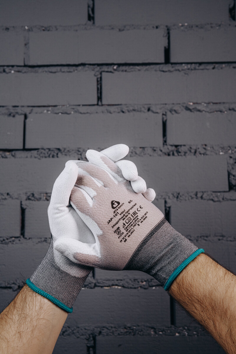 Защитные перчатки JAP-101 (L) Volt с углеродной нитью с полиуретановым покрытием ладони