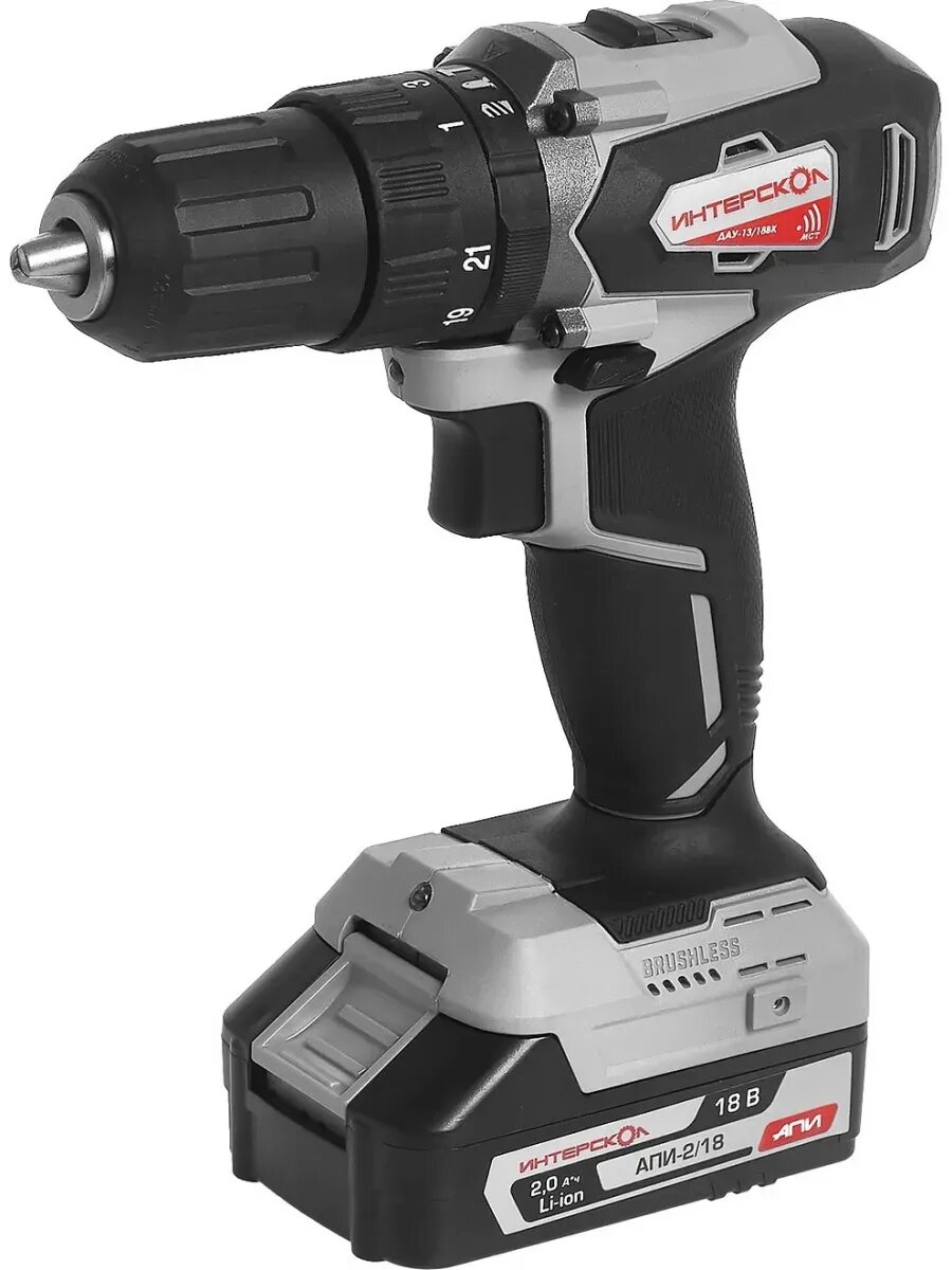 Ударная дрель-шуруповёрт Интерскол ДАУ-13/18В 574.0.0.70, без АКБ, с кейсом