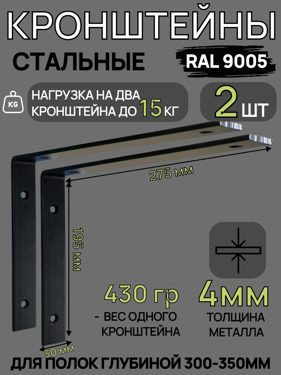 Кронштейны для полки черные металлические