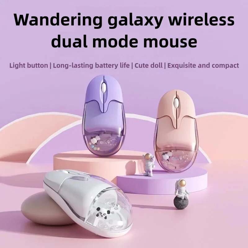 DIGIBLUSKY Беспроводная плавающая мышь Panda 2.4ГГц Purple Dual-model