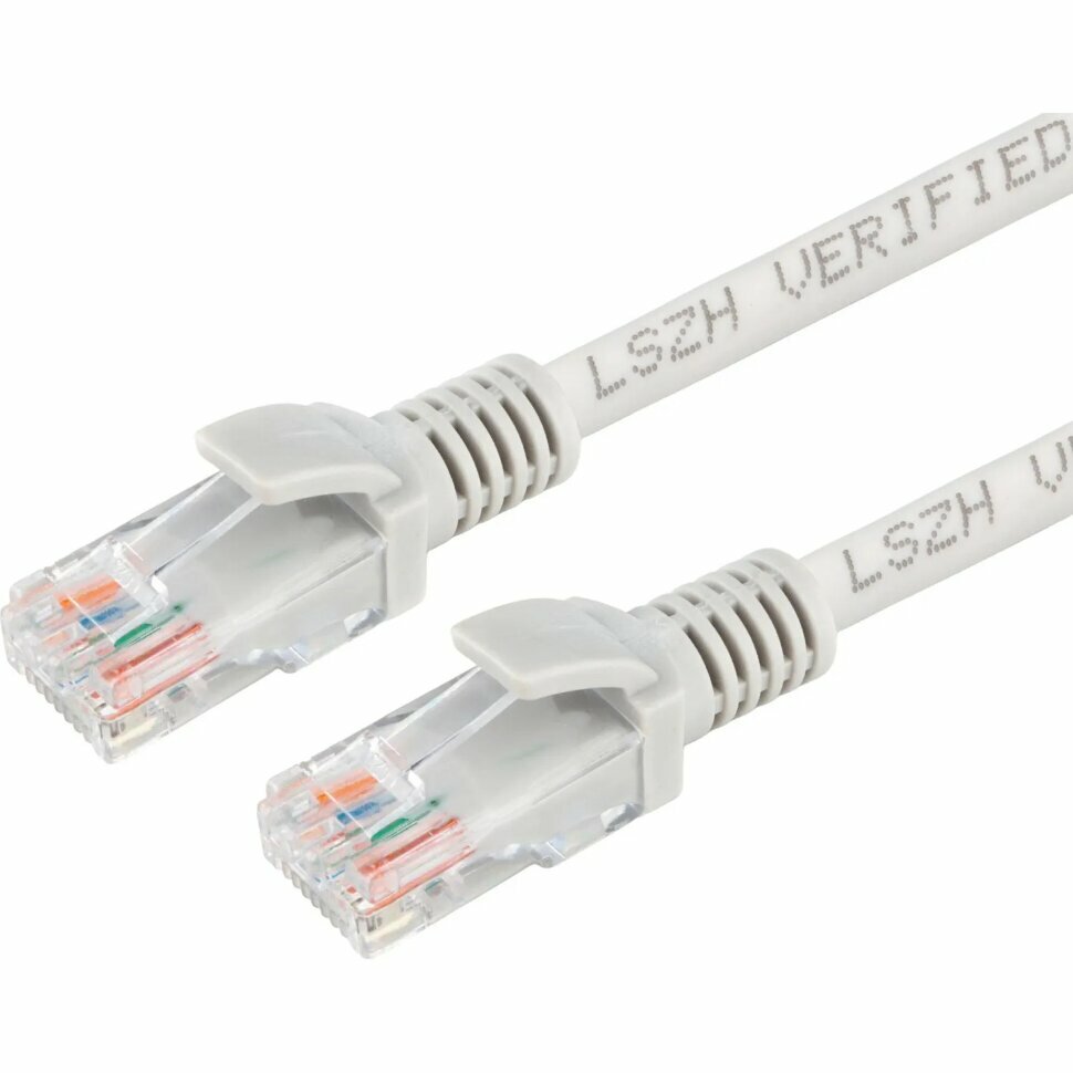 Патч-корд LSZH UTP Cablexpert кат.5e, 2м, литой, многожильный (серый), 2288667