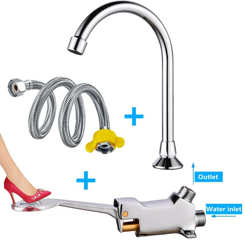 Педальный кран для раковины LongJue D230/P004/P011 латунный