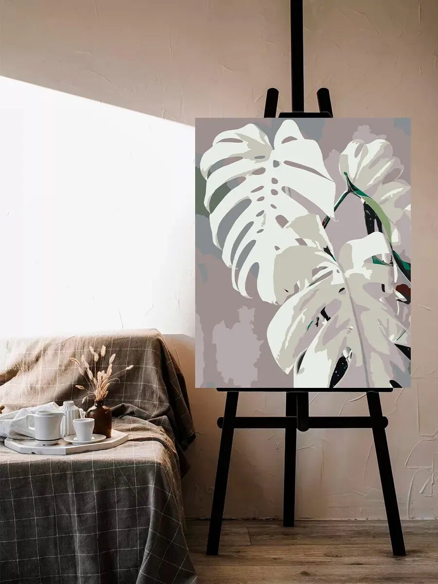 Картина по номерам Монстера Мраморная Цветы Растения