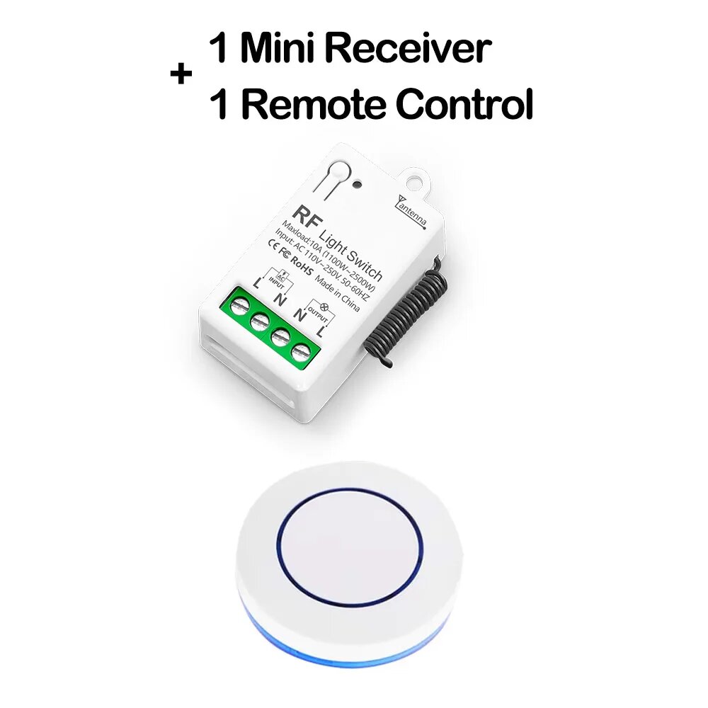 433 МГц беспроводной умный выключатель света 110 В 220 В 10 А мини-реле приемник настенная панель пульт дистанционного управления для вентилятора лампа увлажнитель, 1 Receiver 1 Remote