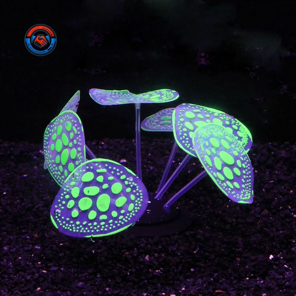 Светящийся коралл для аквариума из кремния, флуоресцентная декорация под синий свет, украшение террариума 9x9x12 см