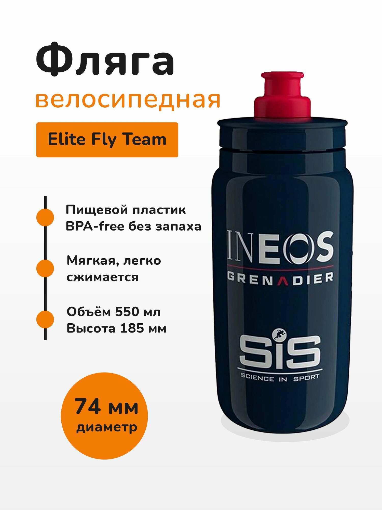 Фляга Elite Fly Team Ineos Grenadiers/Blue 550 мл