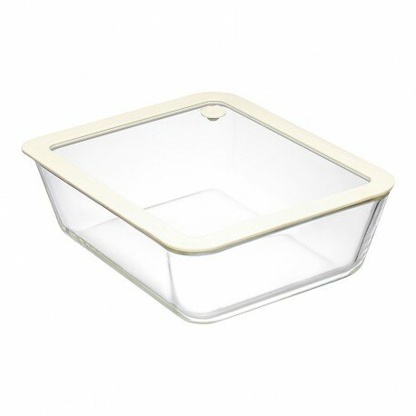 Контейнер для запекания и хранения стеклянный с вакуумным эффектом, 2,6 л, молочный