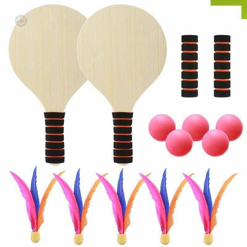 Набор деревянных ракеток для пляжного тенниса и бадминтона, игры на открытом воздухе и дома, для взрослых и детей, активного отдыха и спорта