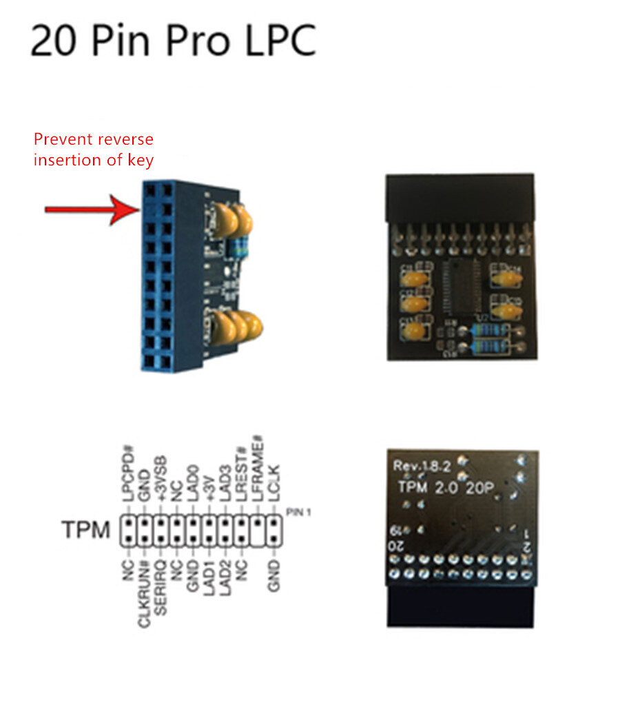 Модуль tpm 2.0 pro lpc с 20-контактным разъемом надежная платформа для asus tpm-l r2.0 aom-tpm-9665v