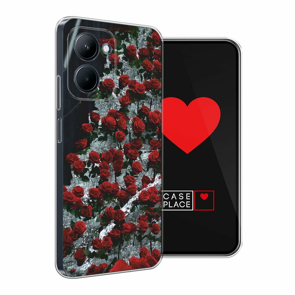 Чехол на Realme C33 / Реалми С33 с принтом Цветущие алые розы — фото 1