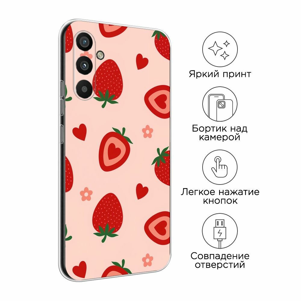 Чехол на Samsung Galaxy A34 / Самсунг A34 с принтом "Heart strawberries 1 - 14 февраля" — фото 1