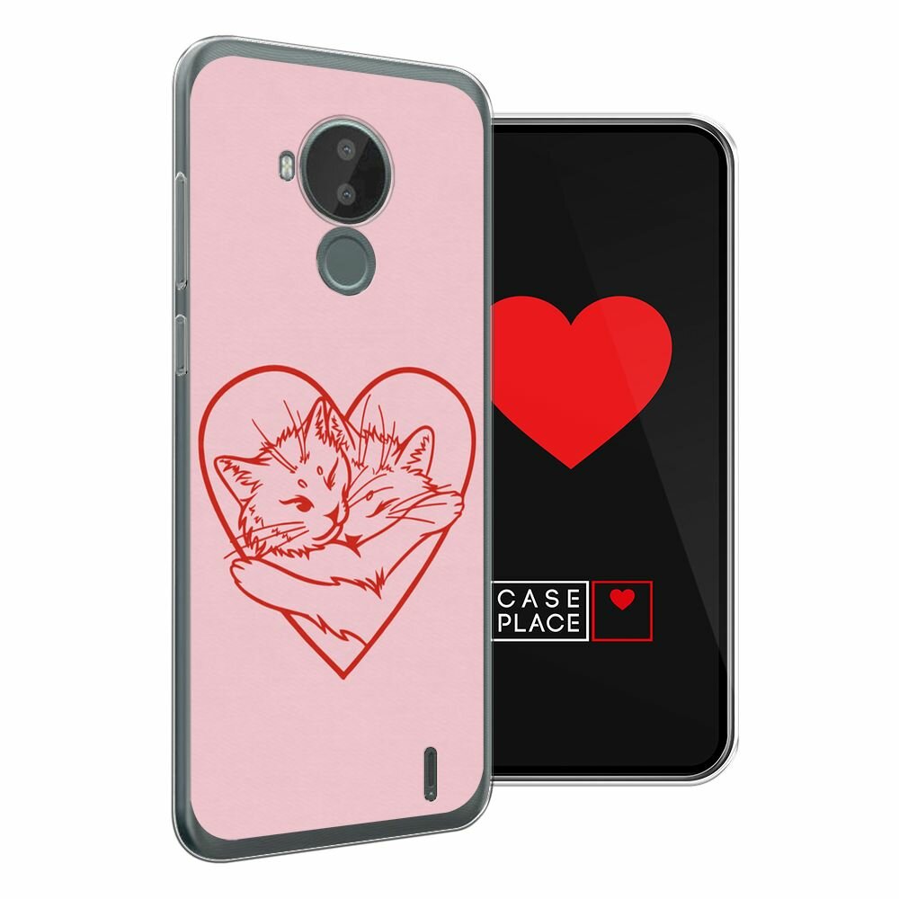Чехол на Nokia C30 / Нокия C30 с принтом "Влюблённые котики рисунок 1 - 14 февраля" — фото 1