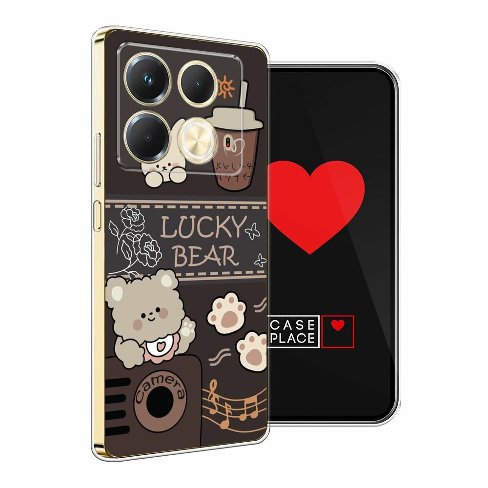 Чехол на Infinix Note 40 / Инфиникс Нот 40 с принтом "Lucky bear coffee 1" — фото 1