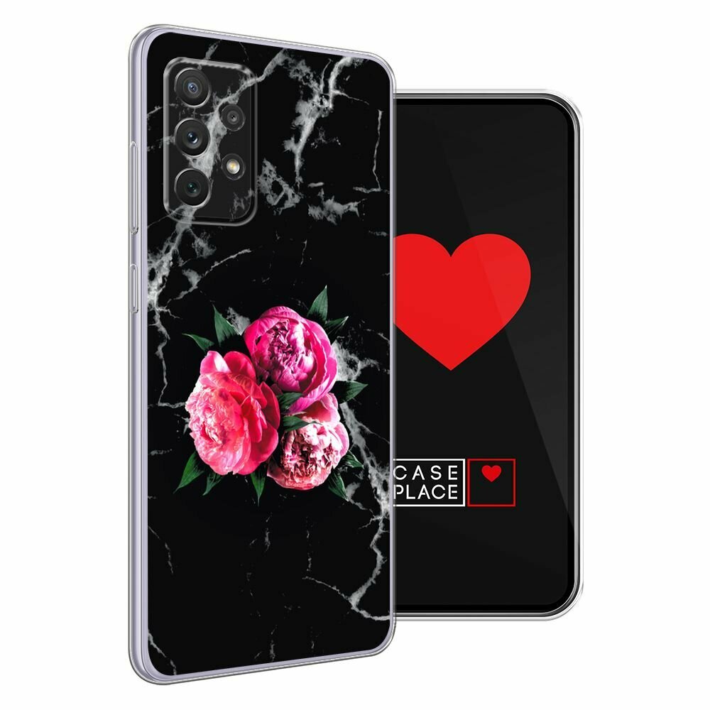 Чехол на Samsung Galaxy A73 / Самсунг Галакси А73 с принтом "Букет на черном мраморе" — фото 1
