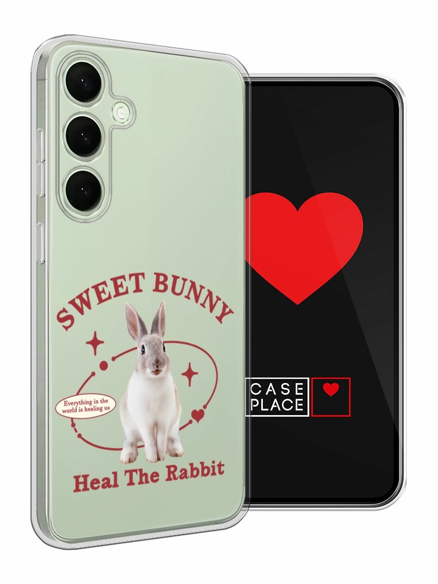Чехол на Samsung Galaxy S25 Plus / Самсунг S25 Плюс с принтом "Heal the rabbit", прозрачный — фото 1
