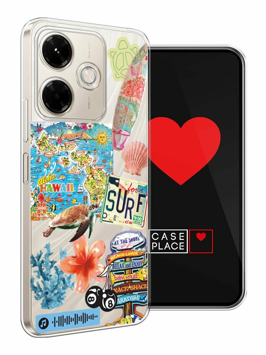 Чехол на Xiaomi Redmi 13X / Сяоми Редми 13X с принтом "Summer collage", прозрачный — фото 1