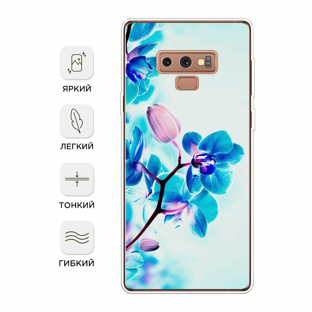 Чехол на Samsung Galaxy Note 9 / Самсунг Галакси Нот 9 с принтом "Голубая орхидея" — фото 1