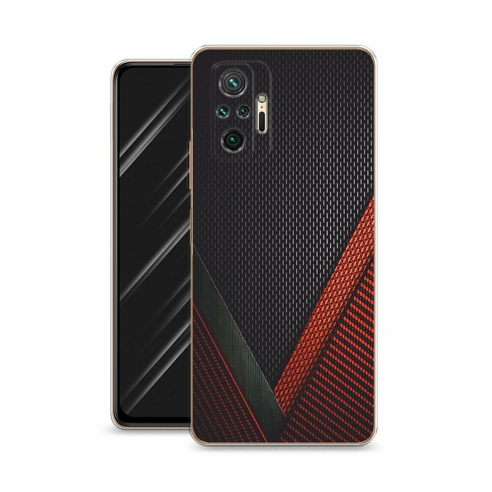 Чехол на Xiaomi Redmi Note 10 Pro / Сяоми Редми Нот 10 Pro с принтом "Красный карбон" — фото 1