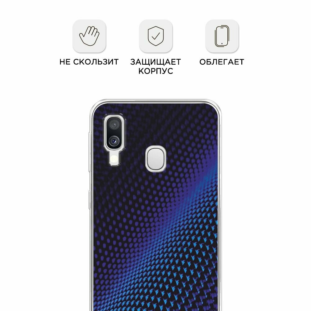 Чехол на Samsung Galaxy A40 / Самсунг Галакси А40 с принтом "Синий карбон" — фото 1