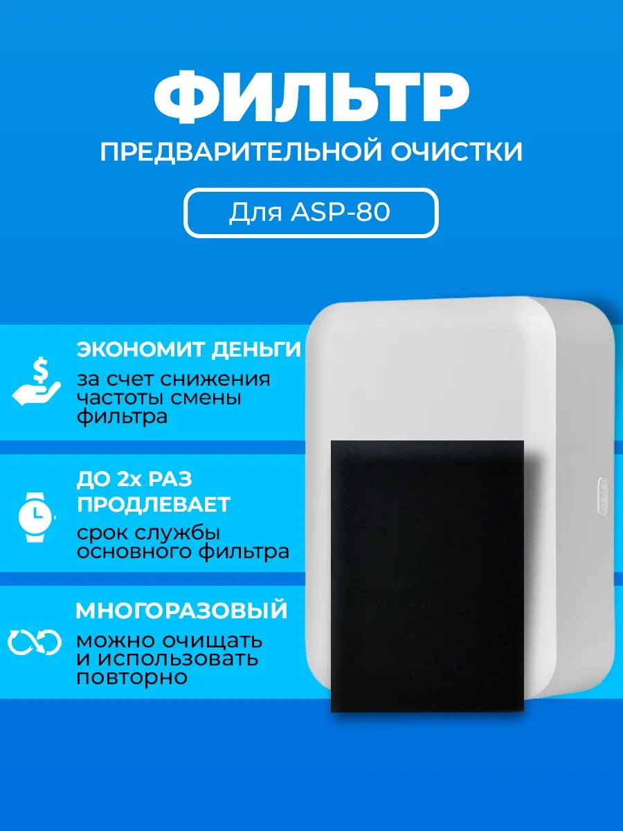 Фильтр PREfiltr, для очистителя Ballu ASP80, многоразовый, черный
