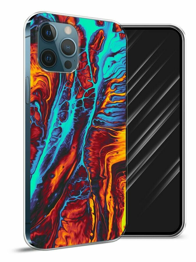 Чехол на Apple iPhone 12 Pro Max / Айфон 12 Про Макс с принтом Желто-голубой флюид