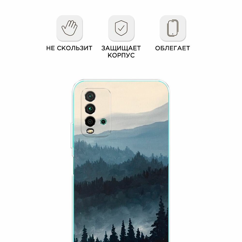 Чехол на Xiaomi Redmi 9T / Сяоми Редми 9Т с принтом "Туманные горы" — фото 1