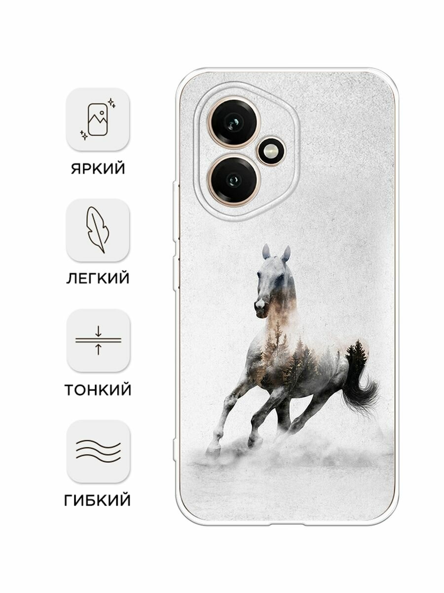 Силиконовый чехол на Honor 400 / Хонор 400 с принтом "Лошадь лес" — фото 1