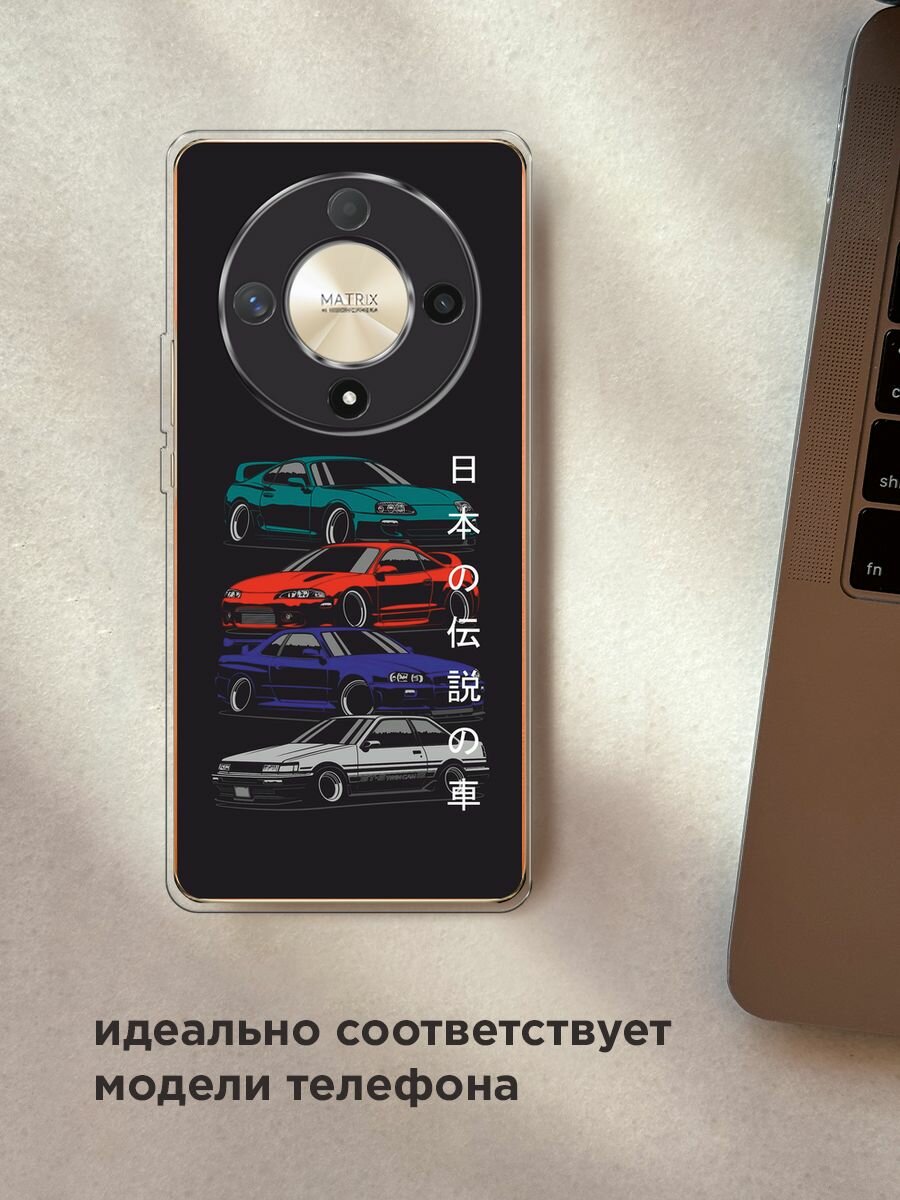 Силиконовый чехол на Honor X9b / Хонор X9B с принтом "JDM Legend cars" — фото 1