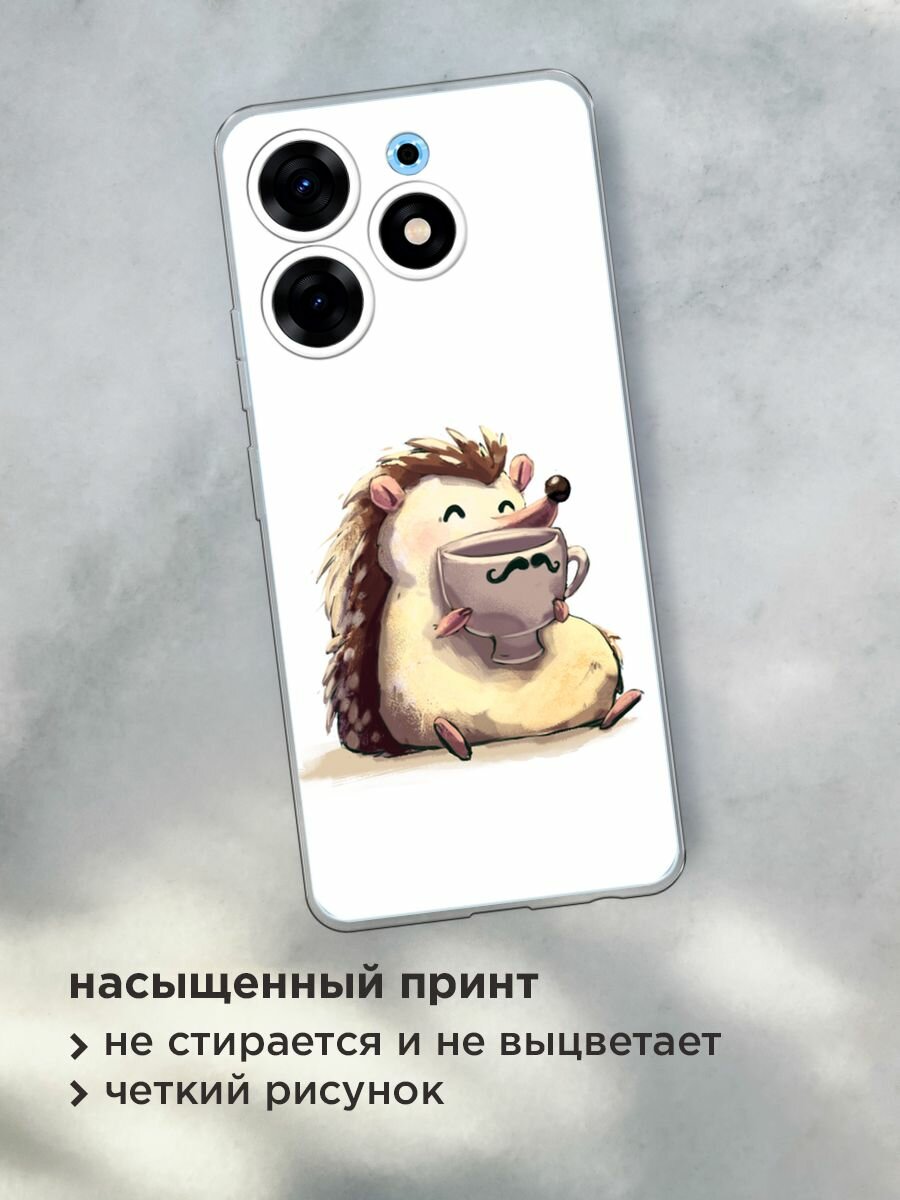 Чехол на Tecno Spark 10 Pro / Текно Спарк 10 Про с принтом "Еж кофеман" — фото 1