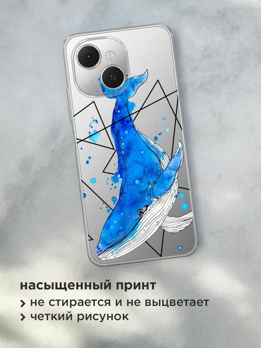 Чехол на Tecno Spark 40C / Текно Спарк 40C с принтом "Кит графика", прозрачный — фото 1