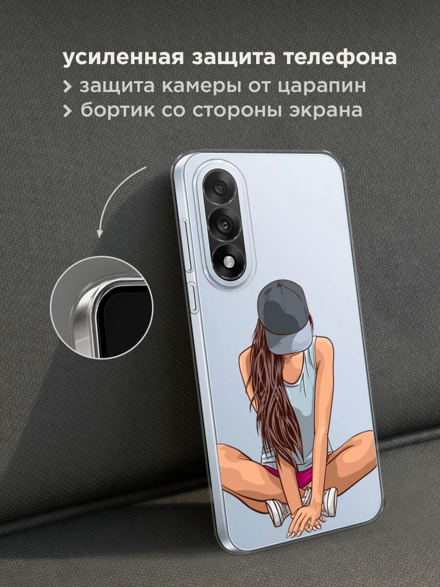 Чехол на OnePlus Nord 5 / Ван Плас Норд 5 с принтом "Девушка в кепочке", прозрачный — фото 1